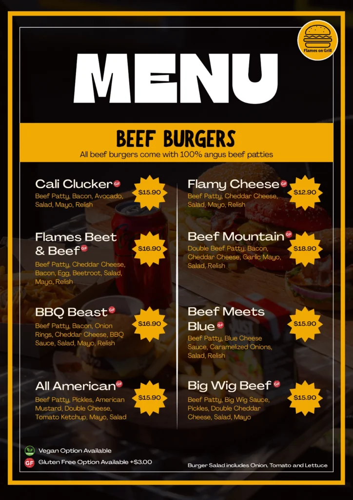 Menu – Flames On Grill